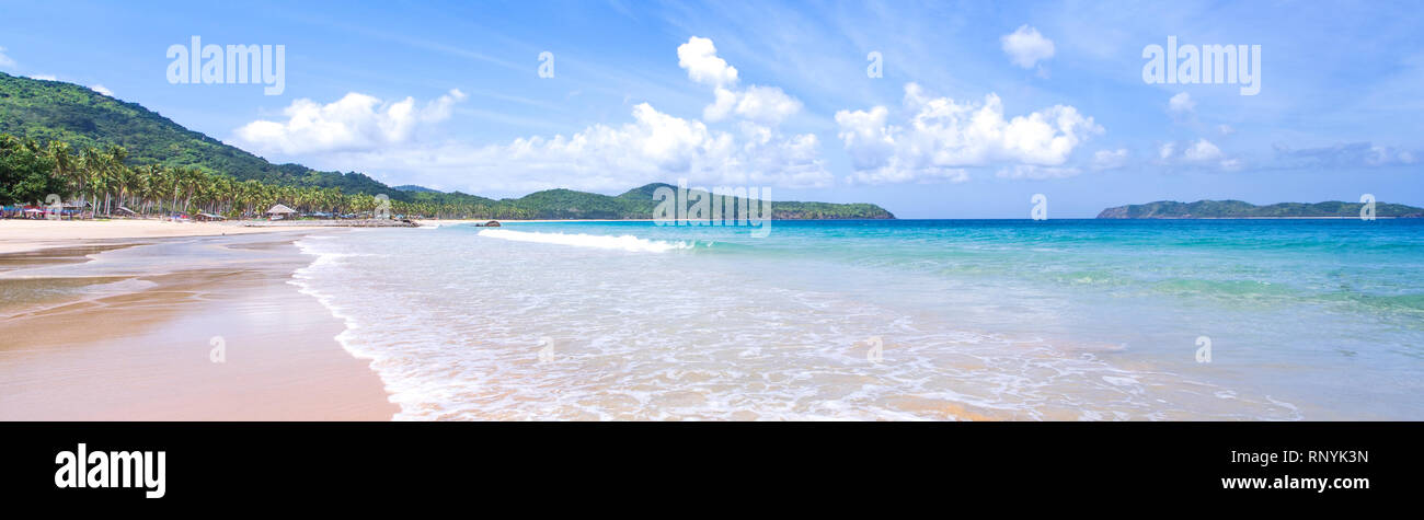 Beautiful amazing gold colored sandy beach with soft waves isolated ...
