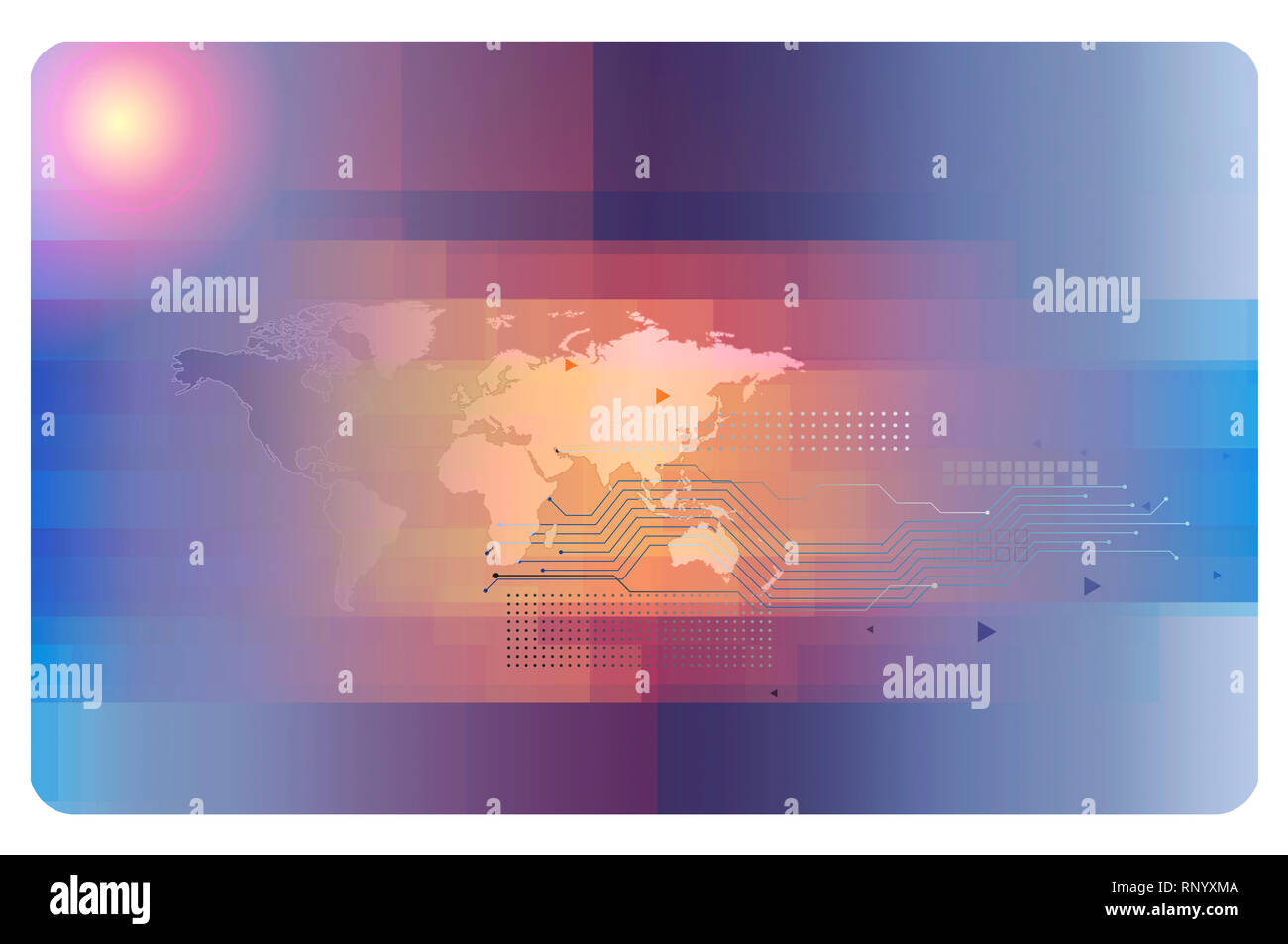 Abstract background with futuristic elements and world map Stock Photo ...