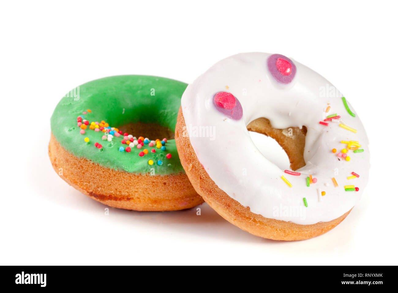 two glazed donut isolated on white background Stock Photo - Alamy
