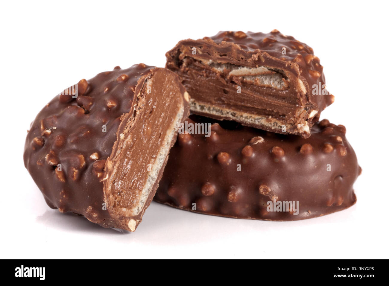 chocolate candy with cream filling isolated on white background Stock ...