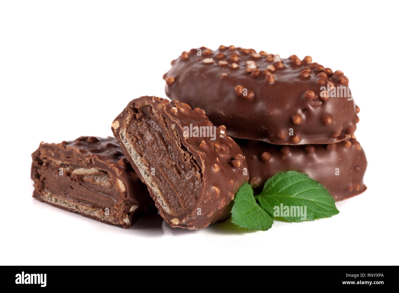 chocolate candy with cream filling isolated on white background Stock ...