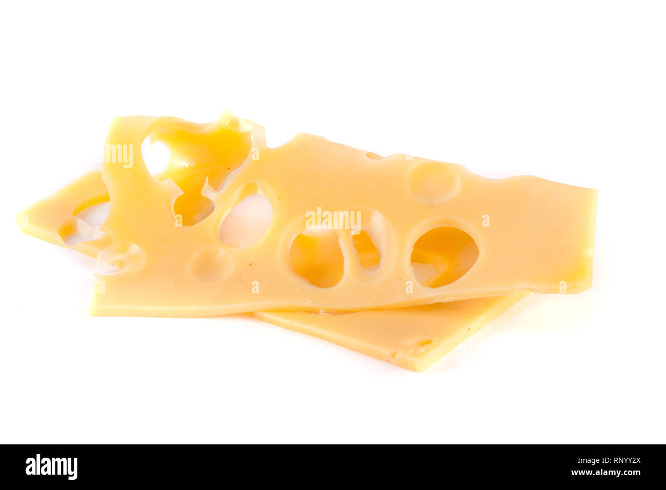 cheese slice with large holes isolated on white background cutout Stock ...