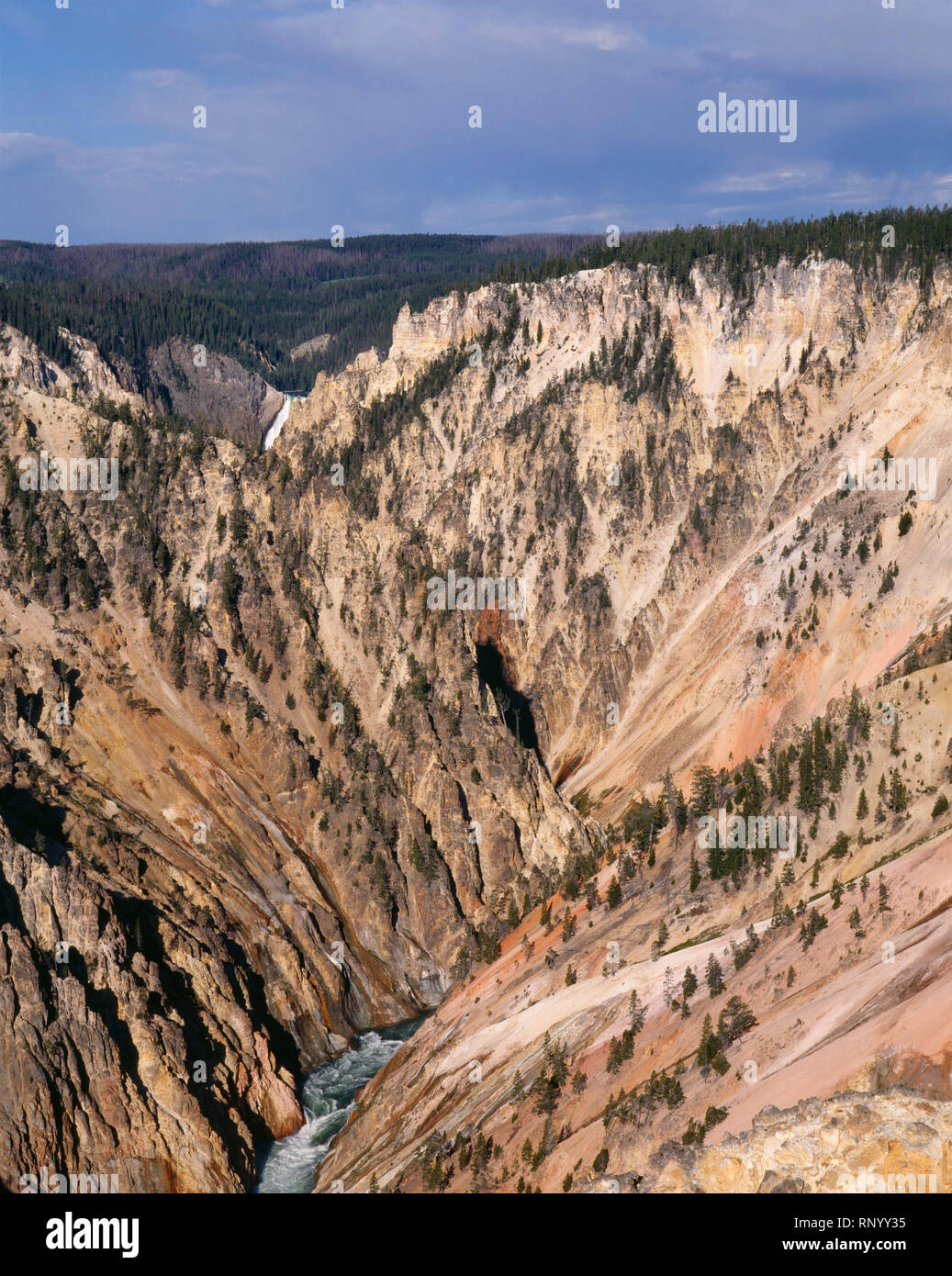 USA, Wyoming, Yellowstone National Park, Lower Falls and Grand Canyon ...