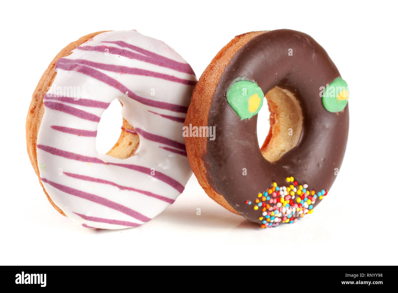two glazed donut isolated on white background Stock Photo - Alamy