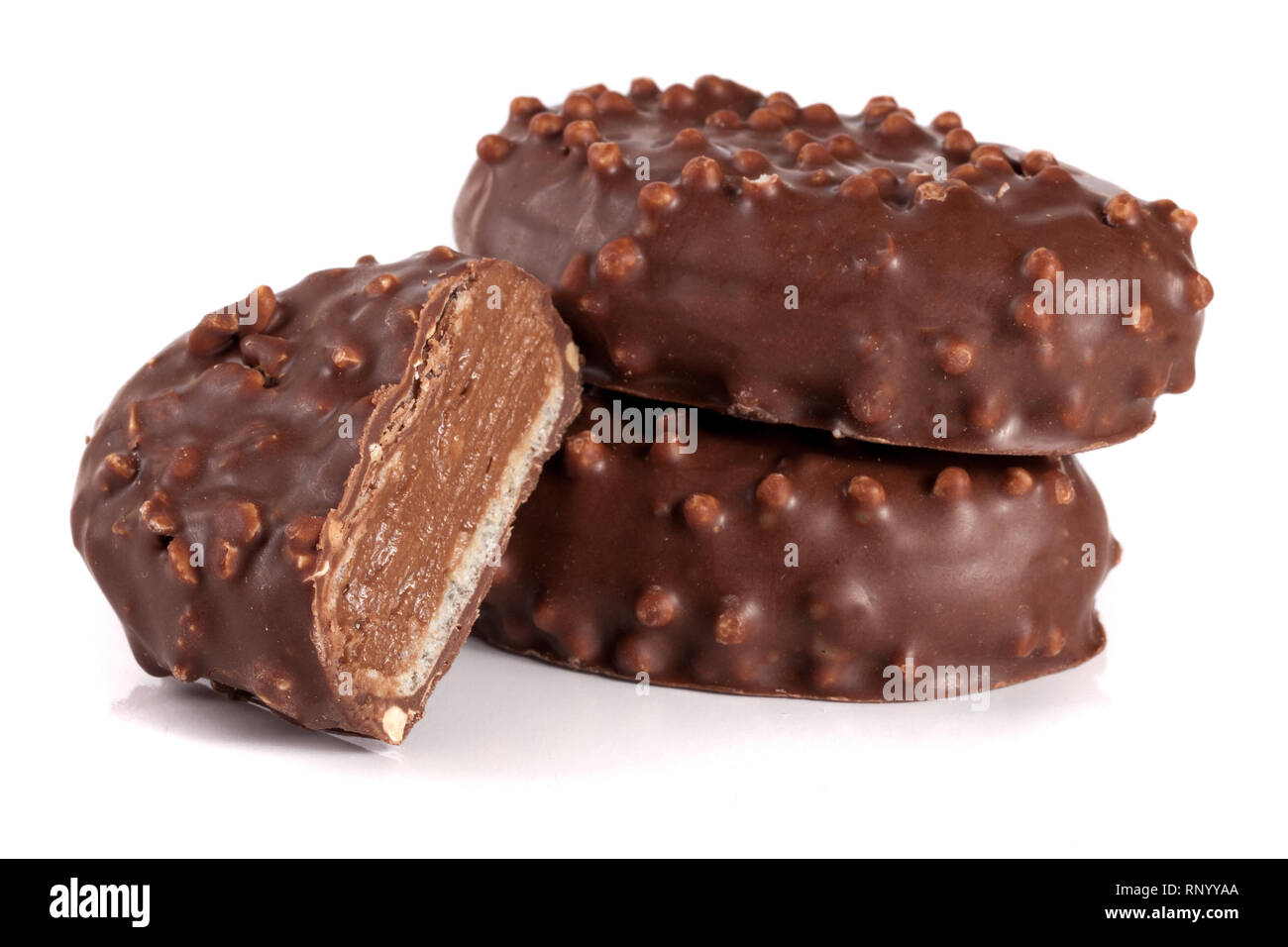 chocolate candy with cream filling isolated on white background Stock ...