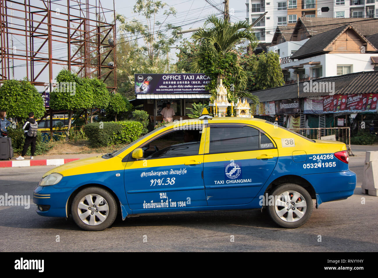 Chiangmai, Thailand - February 16 2019: Yellow Blue Taxi Meter ...
