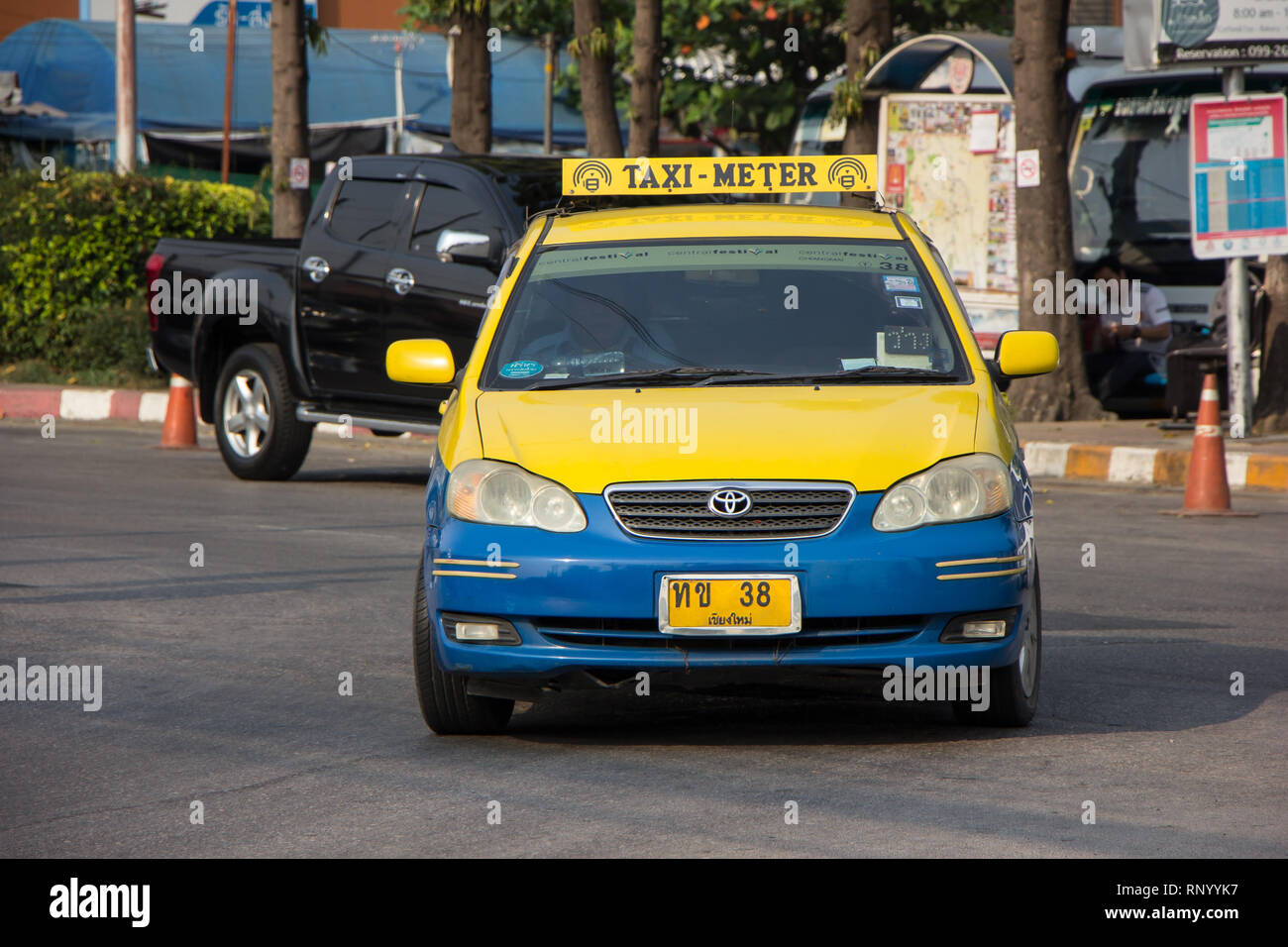 Chiangmai, Thailand - February 16 2019: Yellow Blue Taxi Meter ...