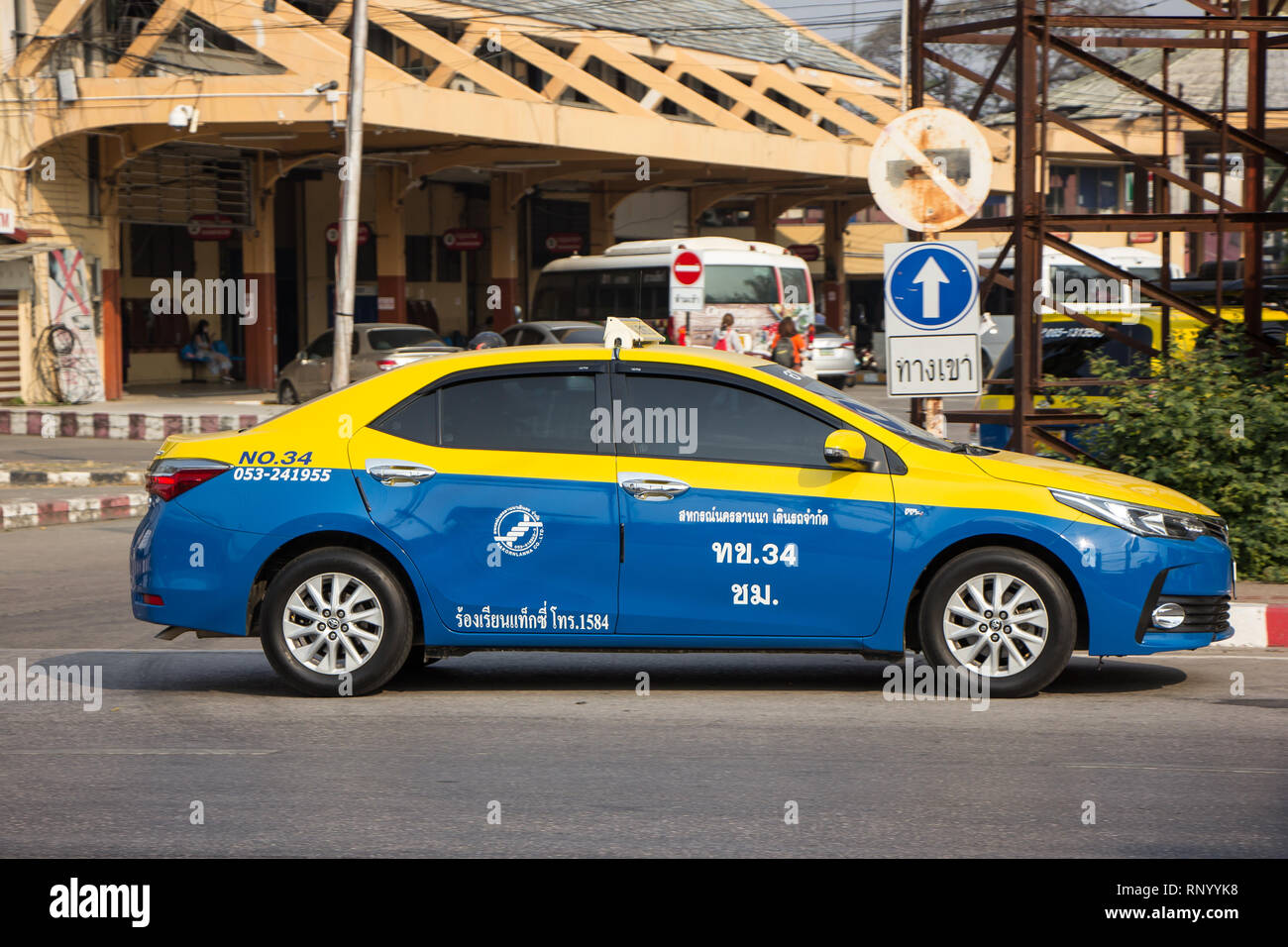 Chiangmai, Thailand - February 16 2019: Yellow Blue Taxi Meter ...