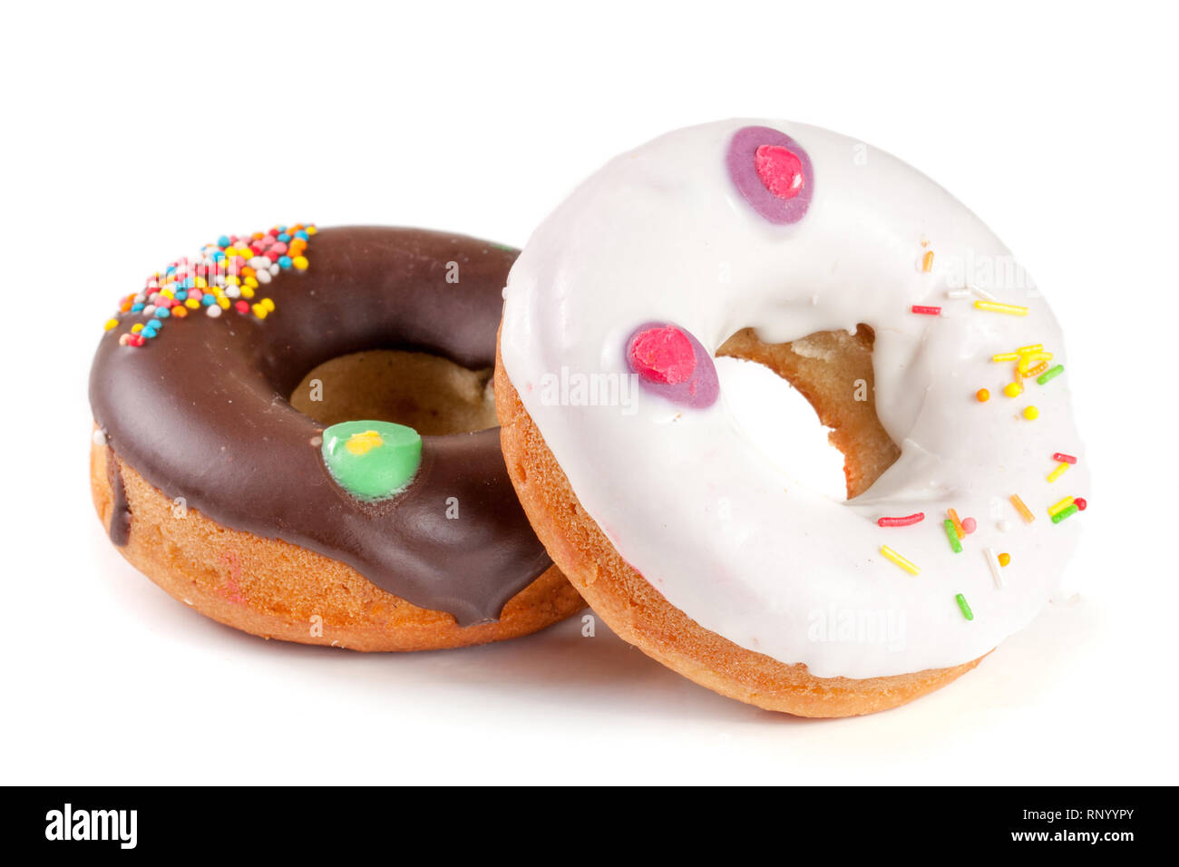 two glazed donut isolated on white background Stock Photo - Alamy