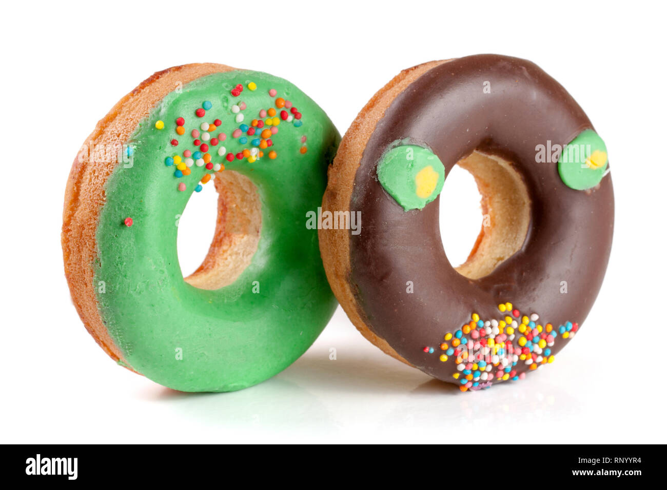two glazed donut isolated on white background Stock Photo - Alamy