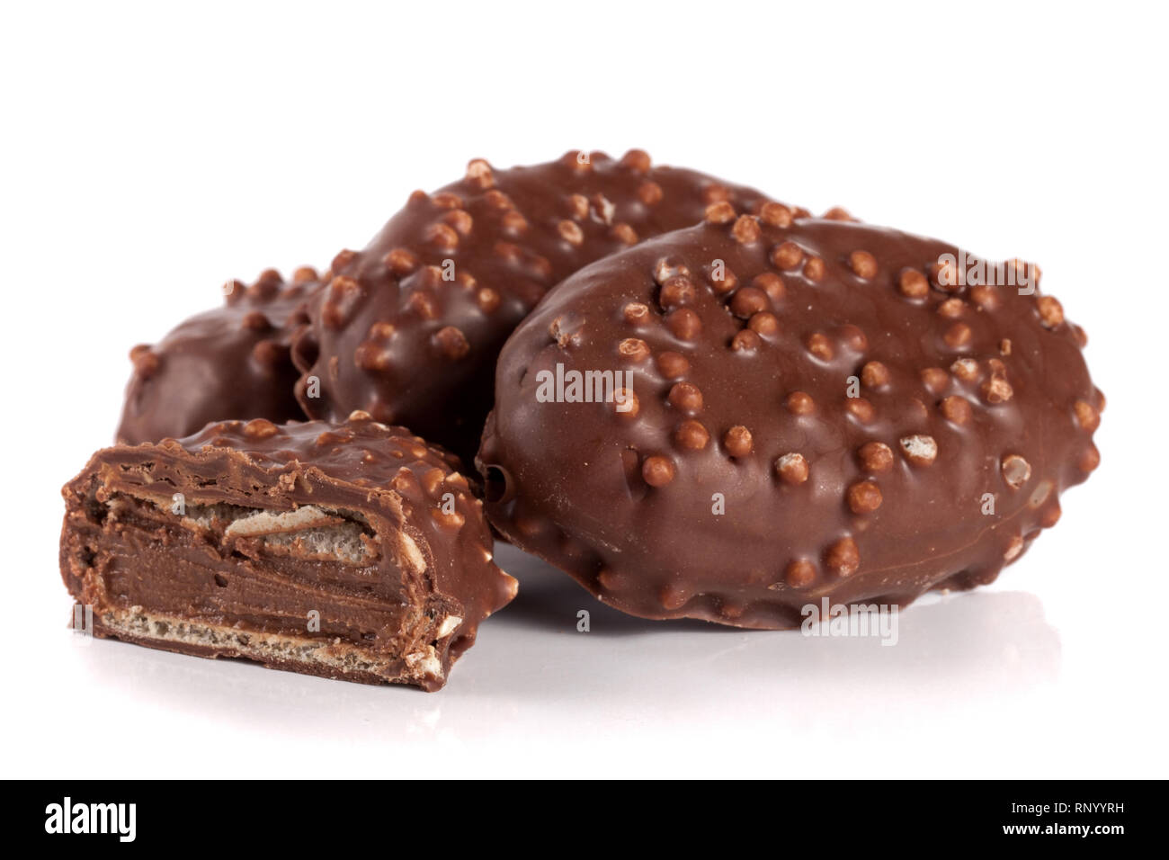 chocolate candy with cream filling isolated on white background Stock ...