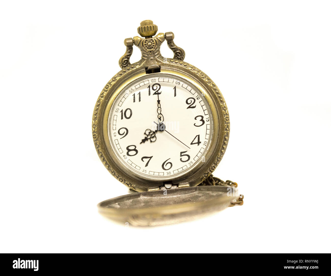golden retro stopwatch isolated on white background Stock Photo - Alamy