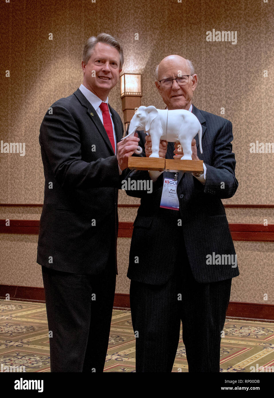 Topeka, Kansas, USA, February 16, 2019 Senator Pat Roberts and ...