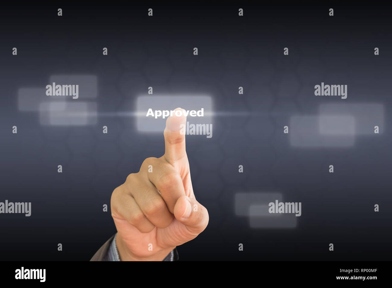 Business man touch concept approved Stock Photo - Alamy