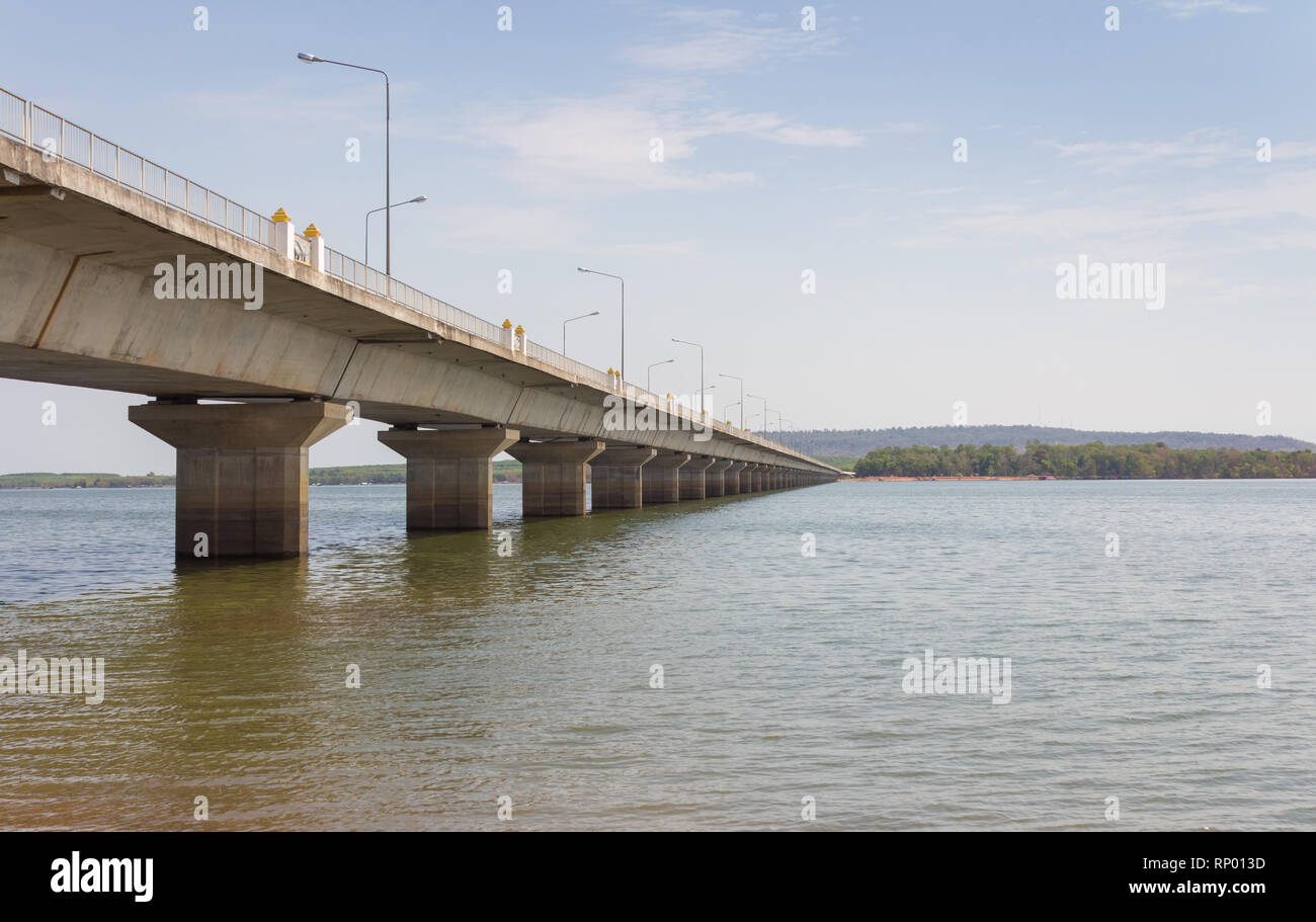Thep Sada Bridge The longest river bridge in the country Stock Photo ...