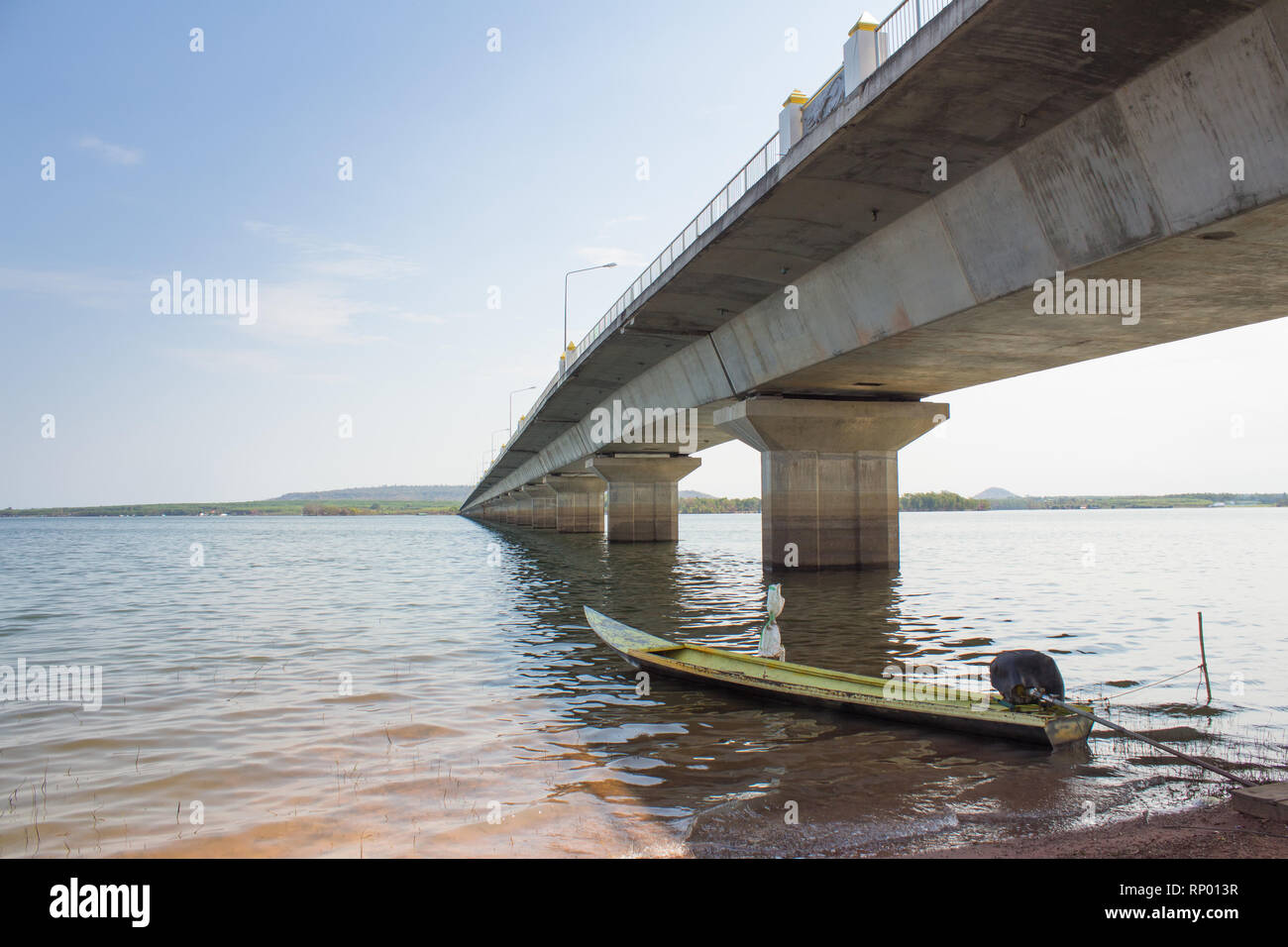 Thep Sada Bridge The longest river bridge in the country Stock Photo ...