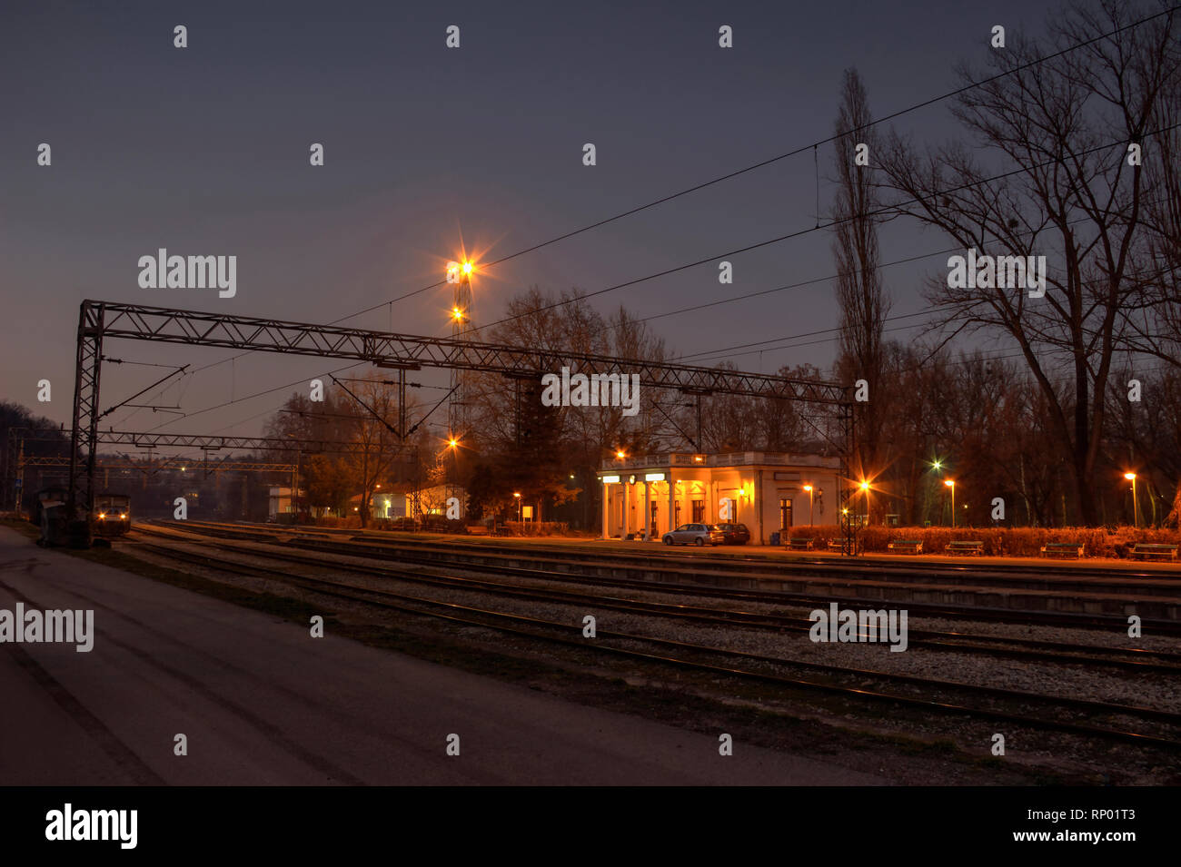 Belgrade, Serbia - Night view of the Topcider Railway Station on the ...