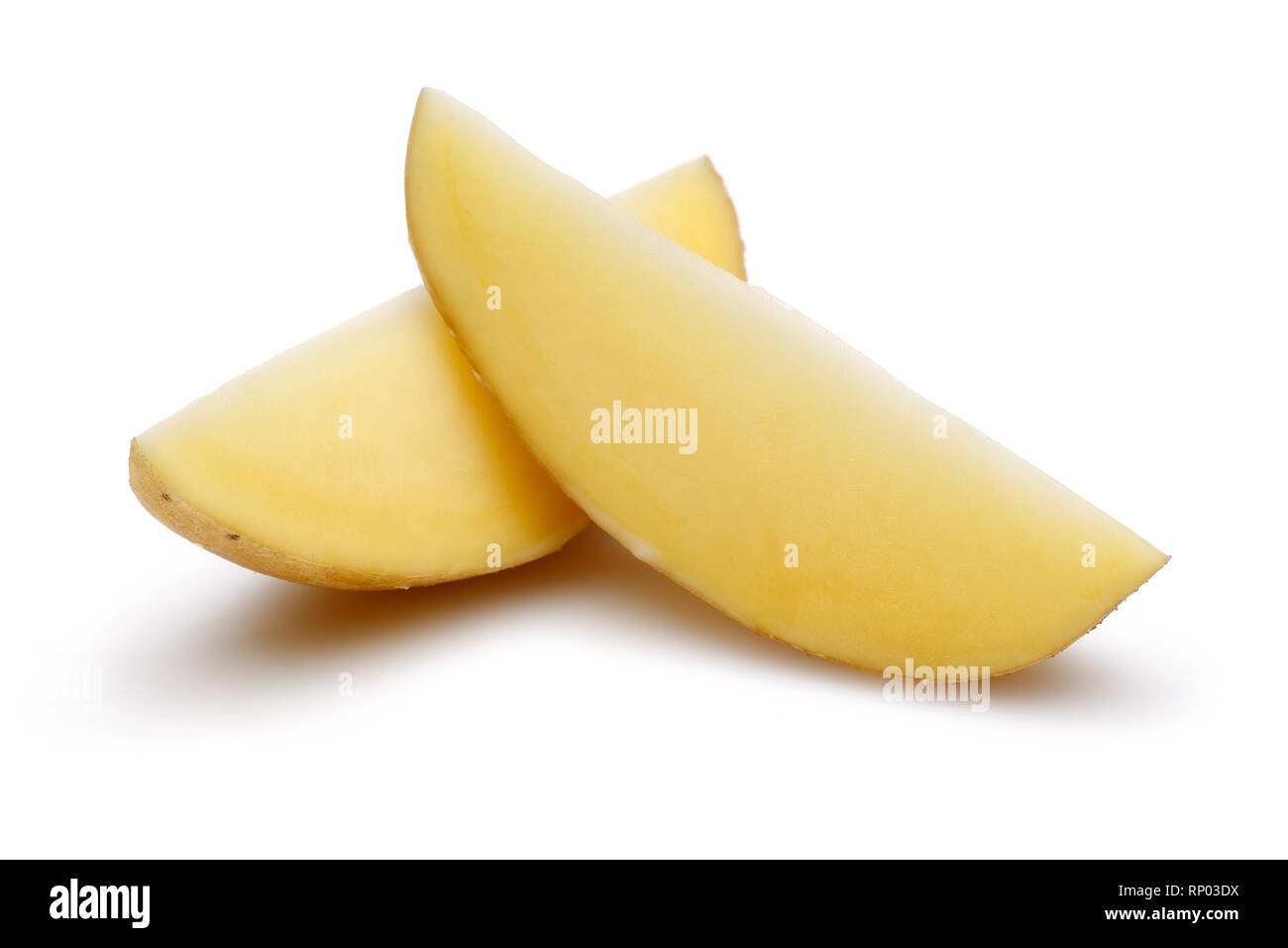 Fresh potato slices isolated on white background Stock Photo - Alamy