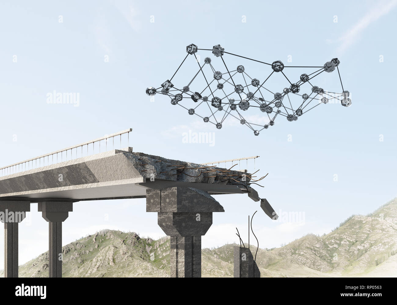 Damaged stone bridge as idea for problem and social connection concept ...