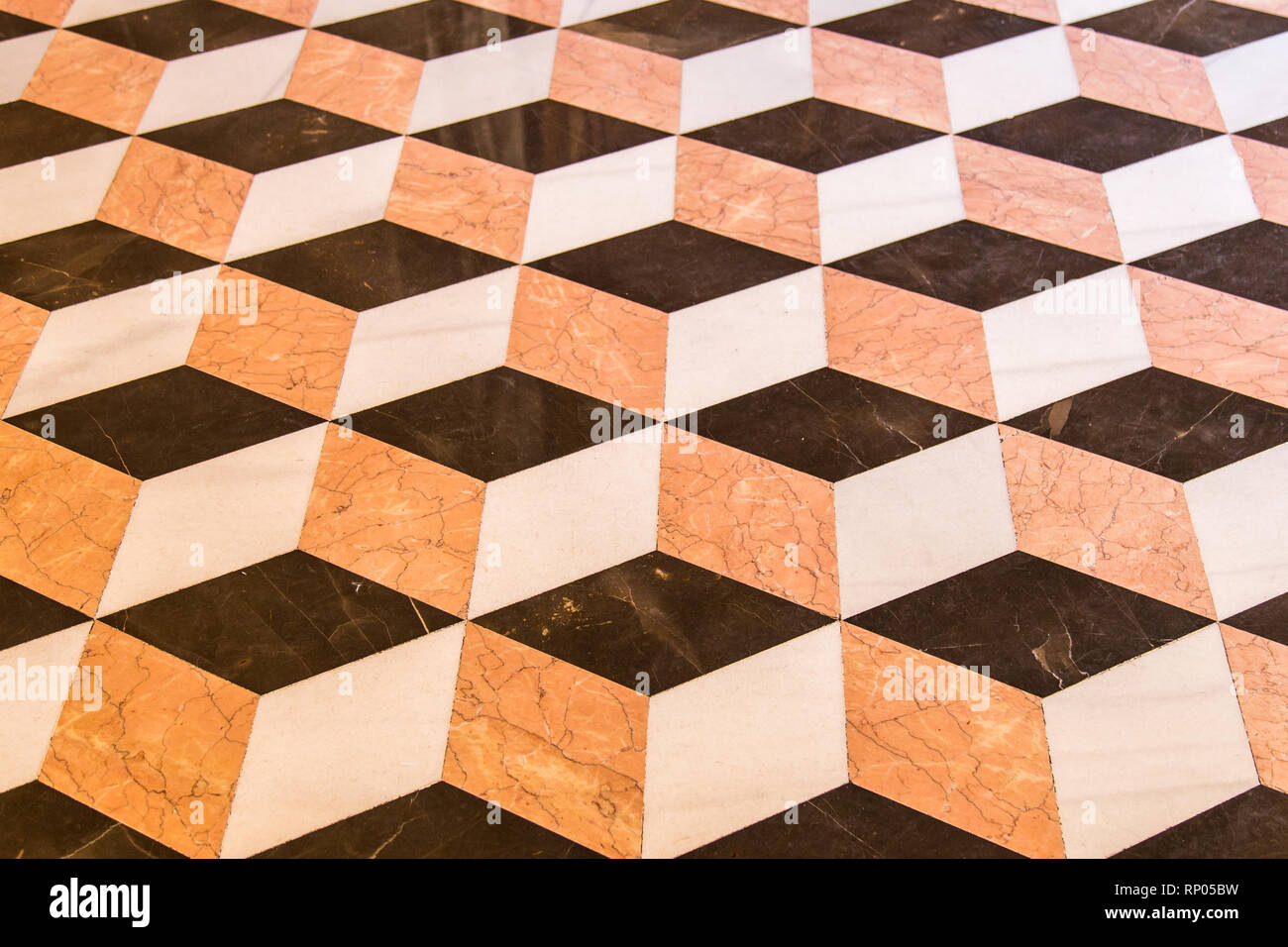 Old marble 3d cube floor design Stock Photo - Alamy