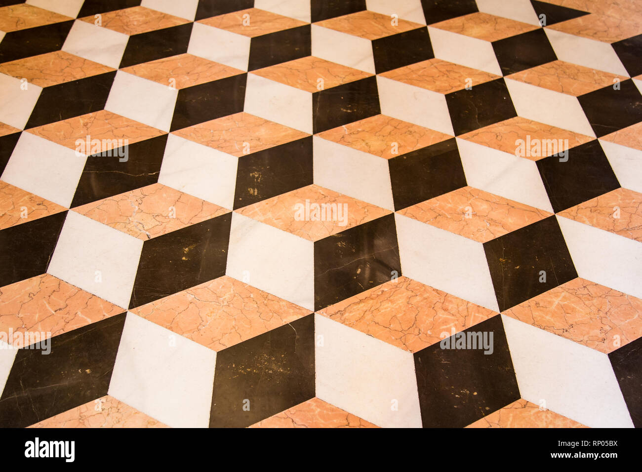 Old marble 3d cube floor design Stock Photo - Alamy