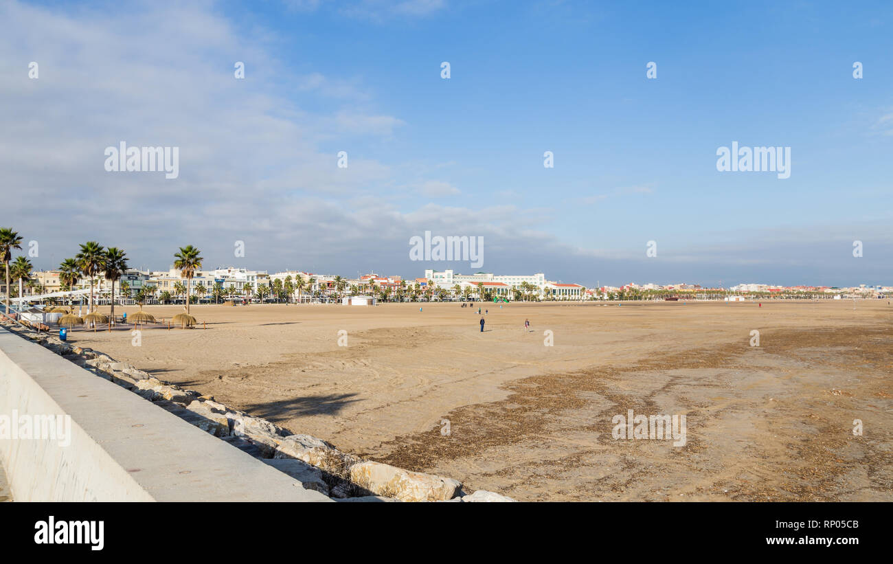 Landscape with the boulevard and seafront of Valencia, Spain Stock ...