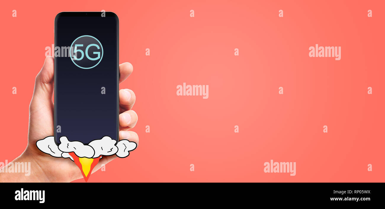 hand holding 5g smartphone Stock Photo - Alamy