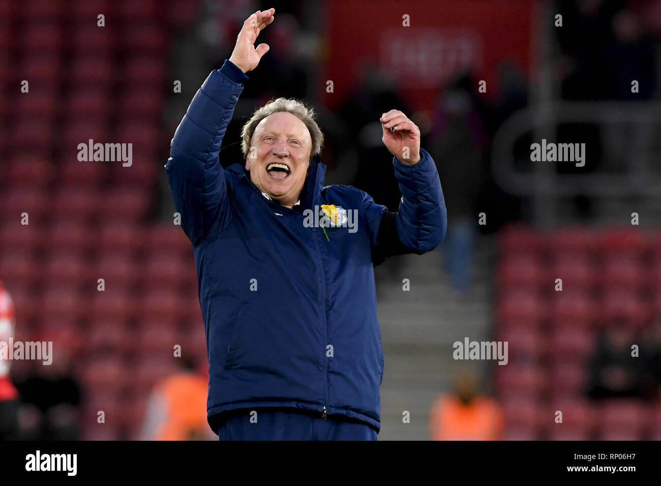 Cardiff city manager neil warnock celebrates hi-res stock photography ...