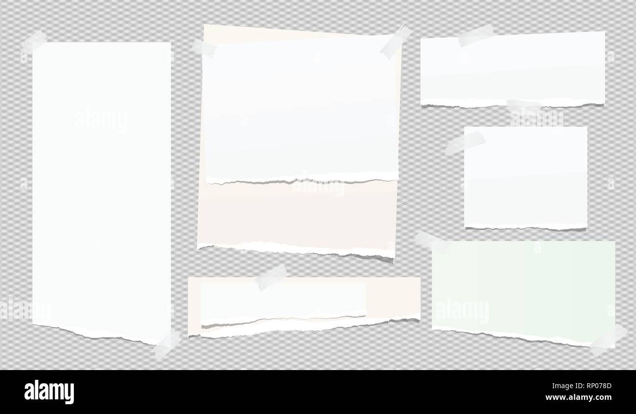 Set Of White Ripped Notebook Paper Torn Note Paper Strips Stuck With