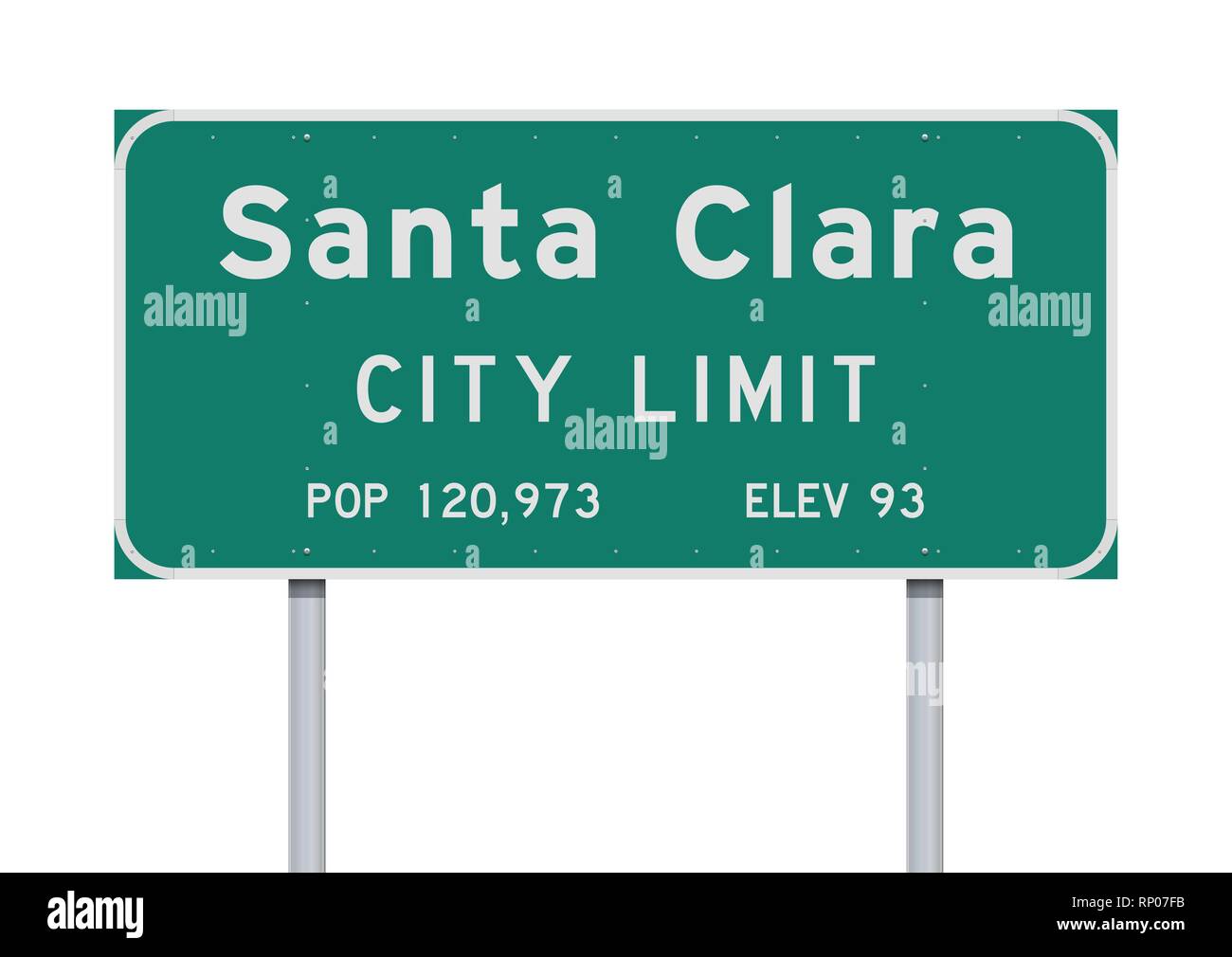 Vector illustration of the Santa Clara City Limits green road sign ...