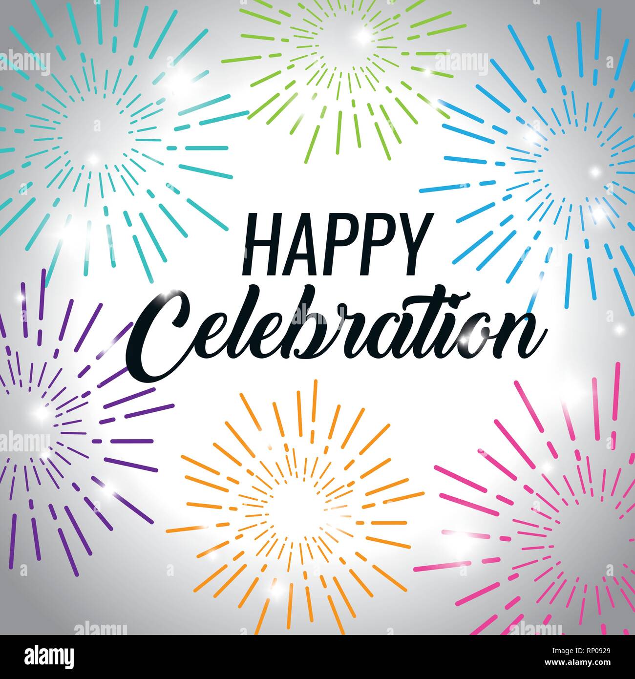 happy celebration event with fireworks decoration vector illustration ...