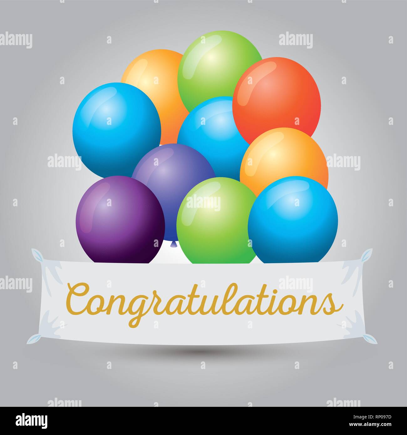 congratulations event with balloons decoration to party vector ...