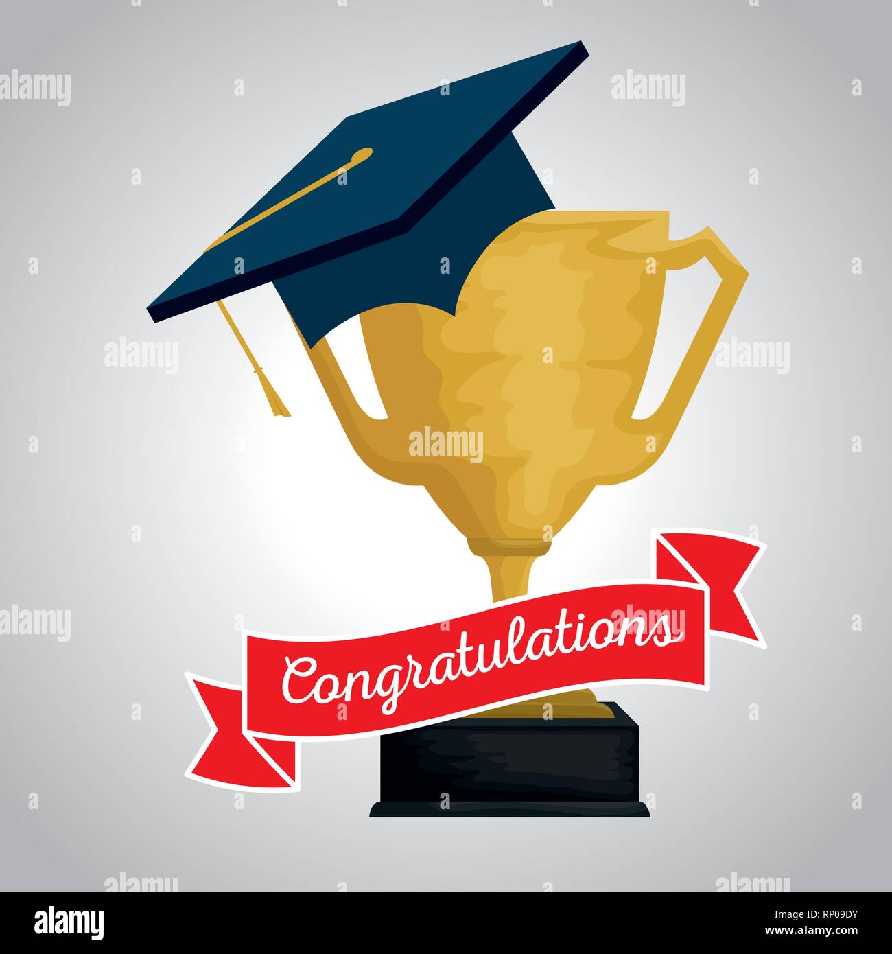 graduation cap with cup prize to celebration event vector illustration ...