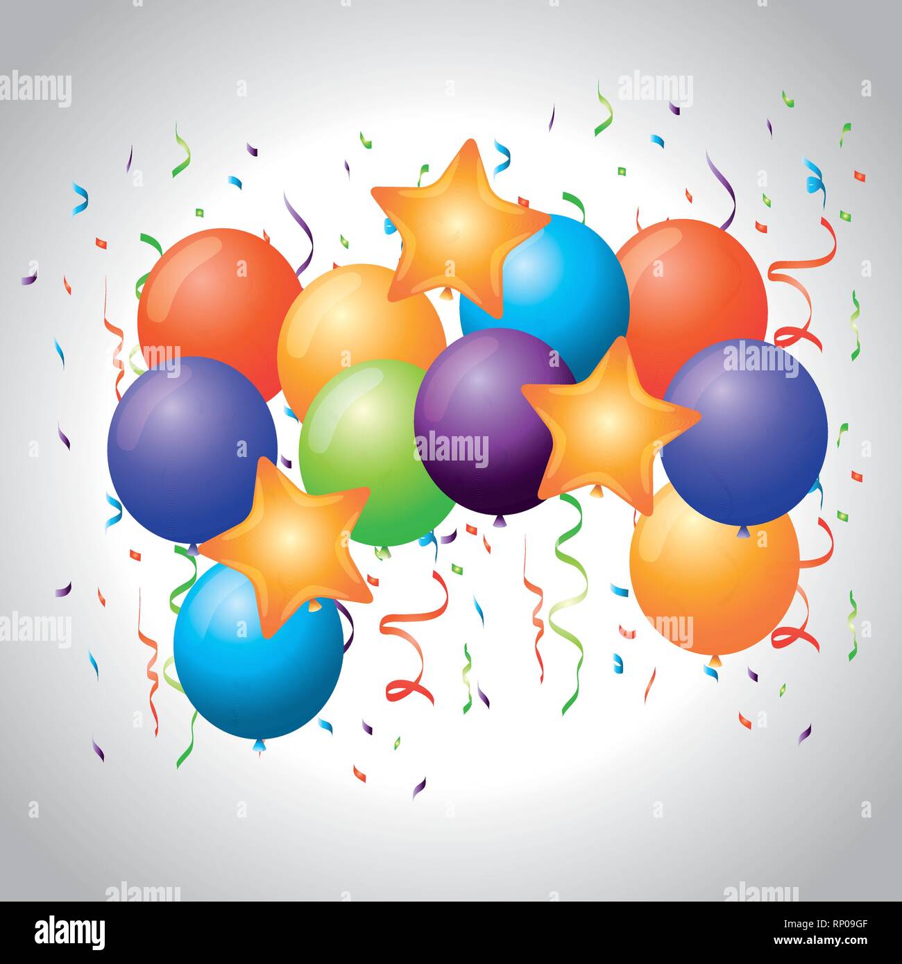 party celebration with balloons and confetti decoration vector ...