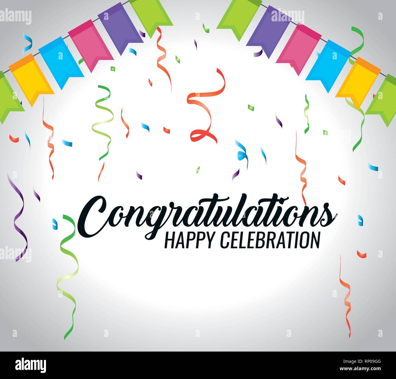congratulations event with party banner and confetti vector ...