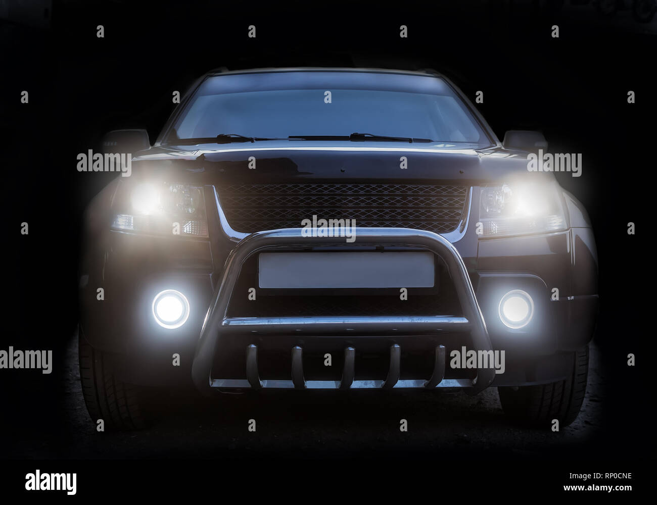 Car headlights dark road hi-res stock photography and images - Alamy