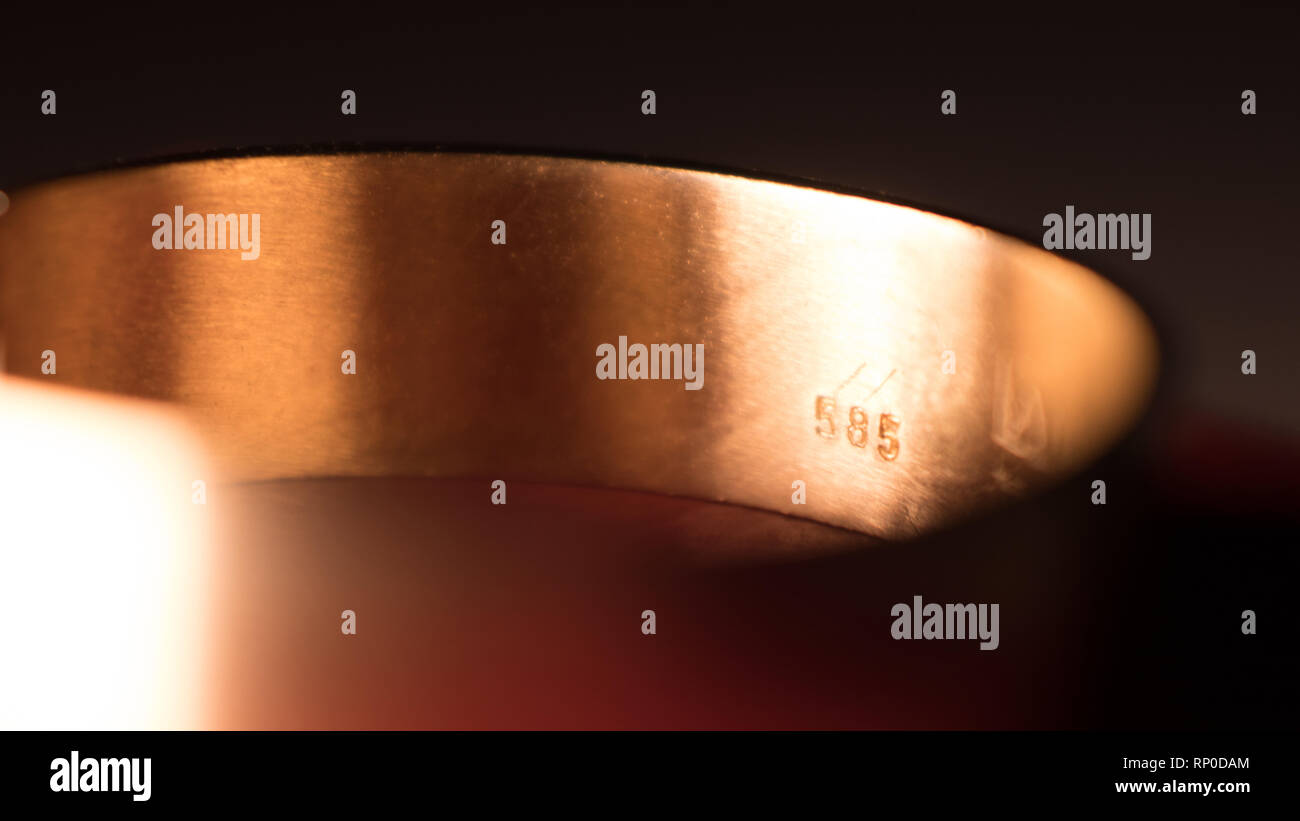 Blank golden ring macro scene Stock Photo - Alamy