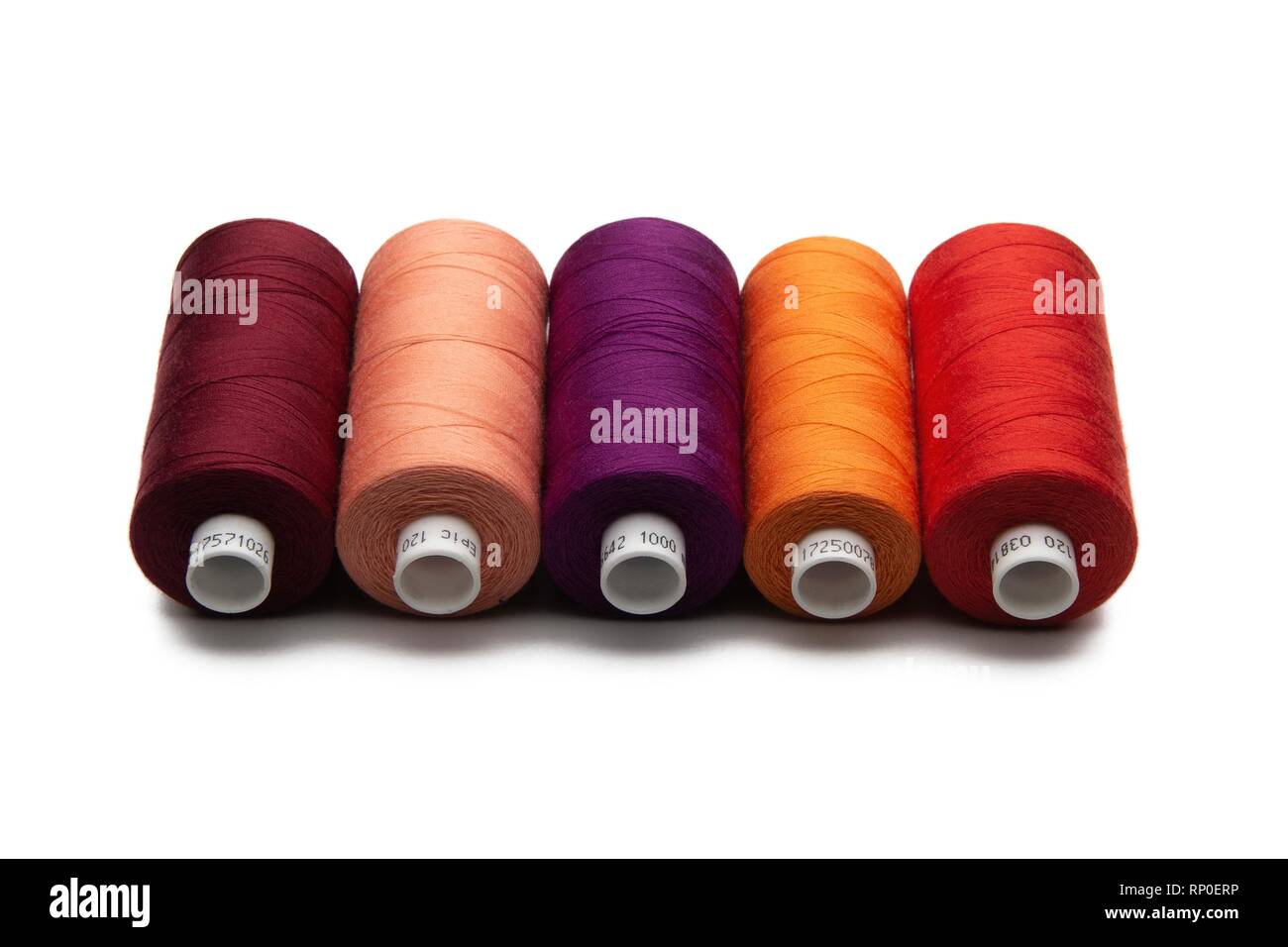 Set of color spool sewing threads on isolated white background Stock ...