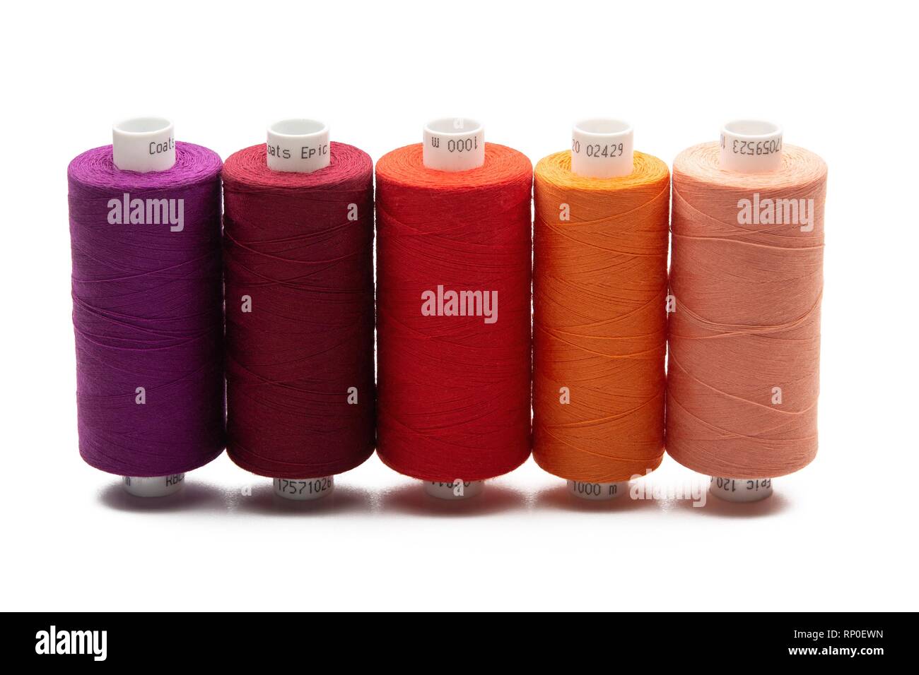 Set of color spool sewing threads on isolated white background Stock ...