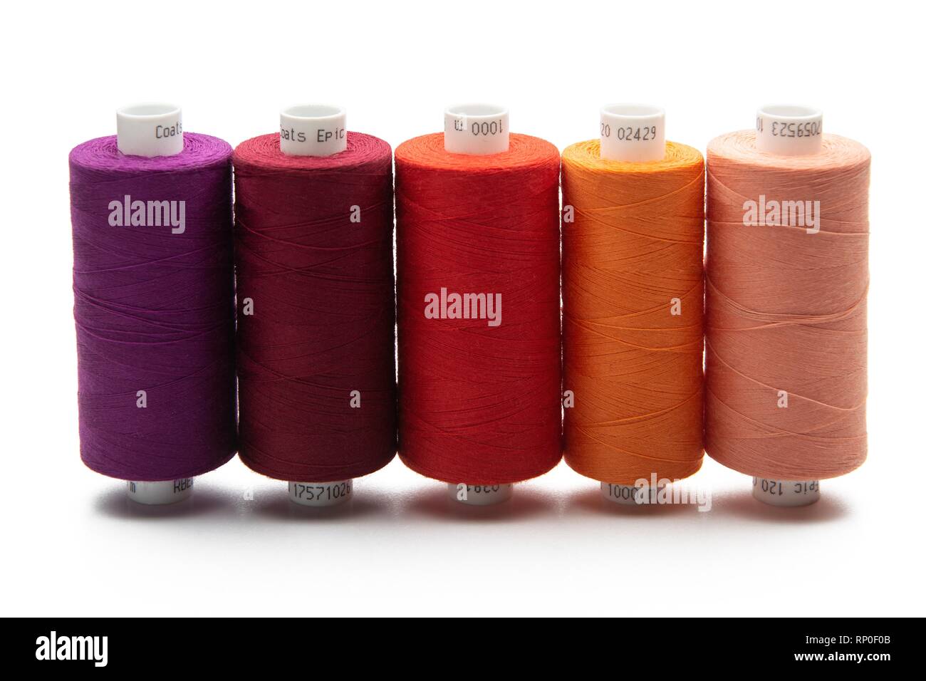 Set of color spool sewing threads on isolated white background Stock ...