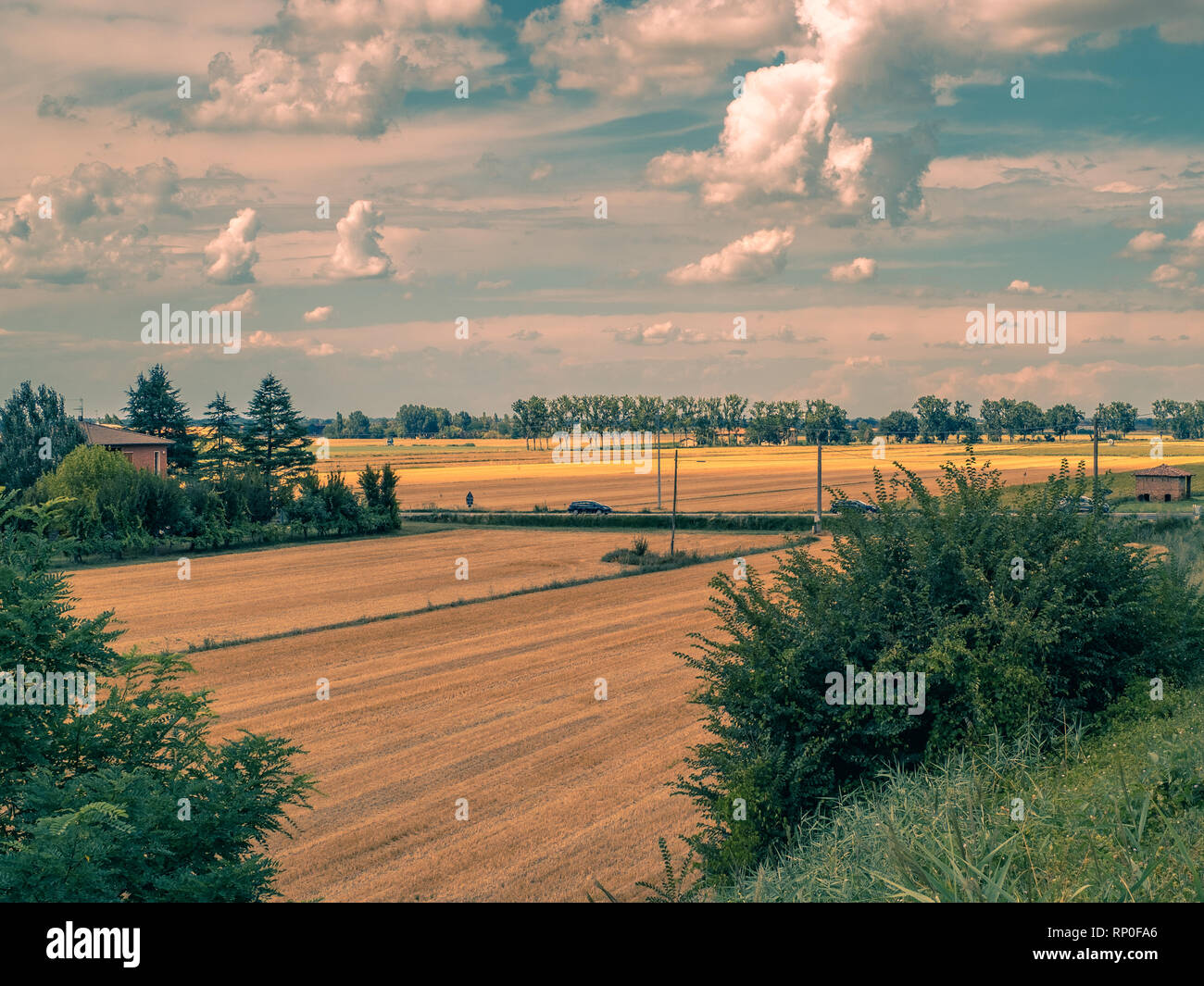 View of the plain in the countryside of Bologna, Emilia Romagna, Italy ...