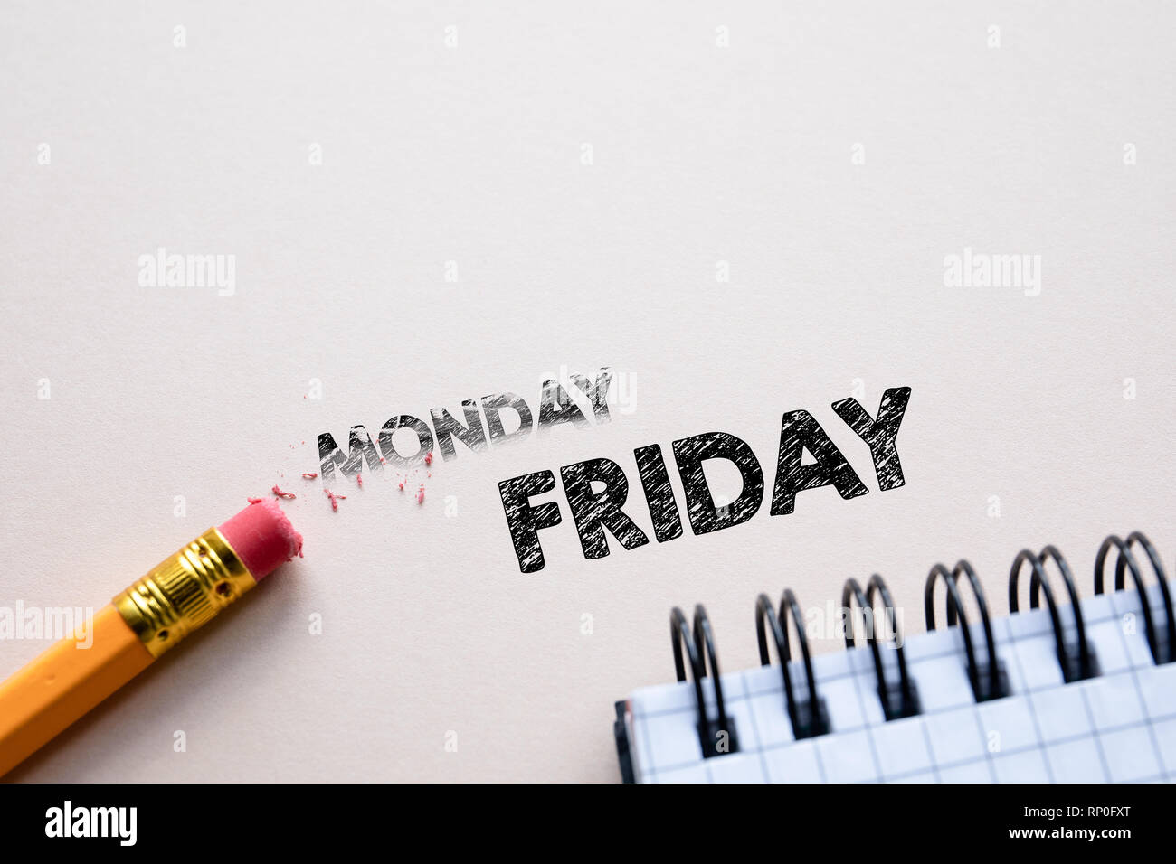 Making monday in to friday by eraser. Concept for action and reaching ...