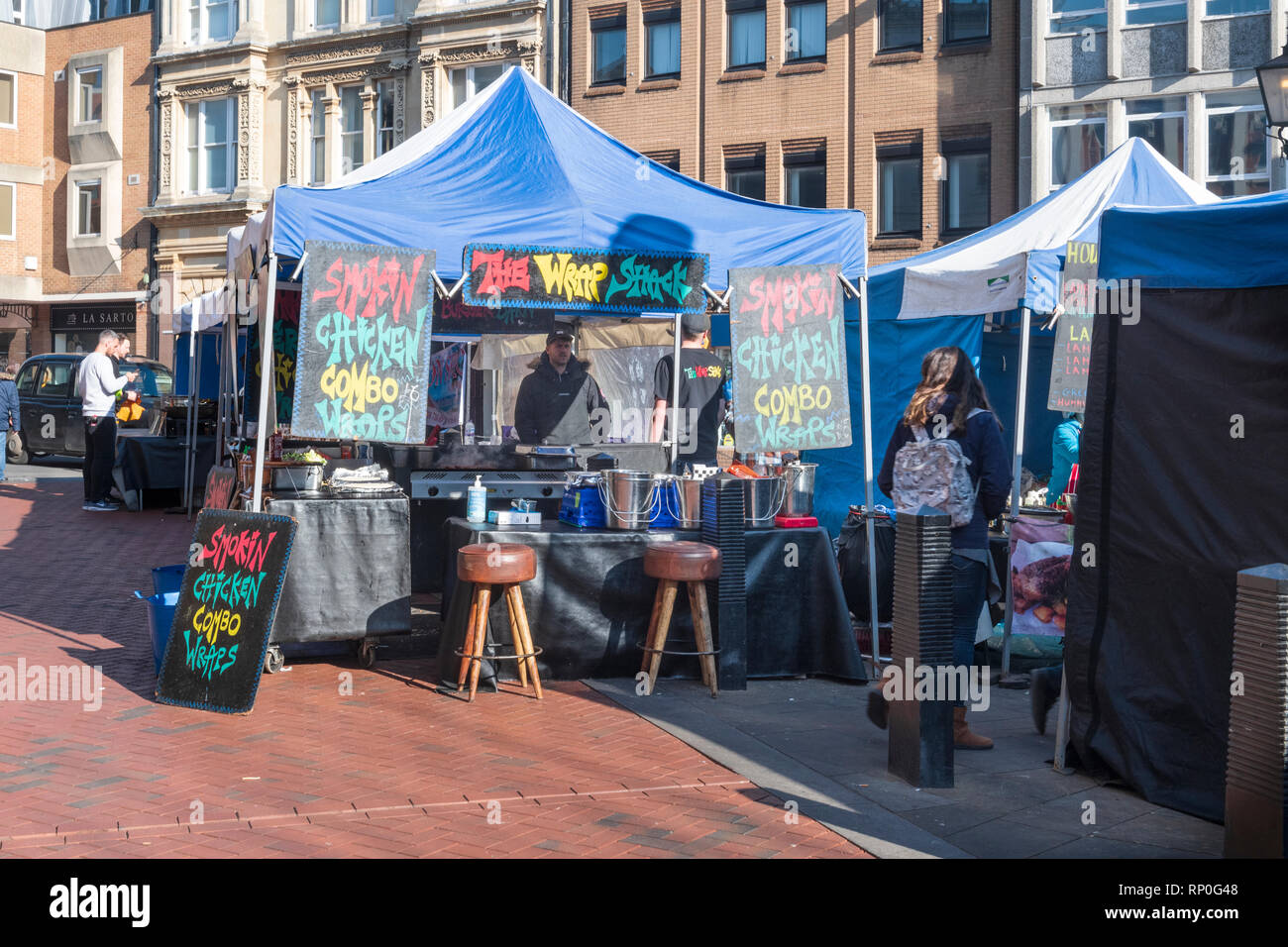 Street food market in Reading, UK Stock Photo - Alamy