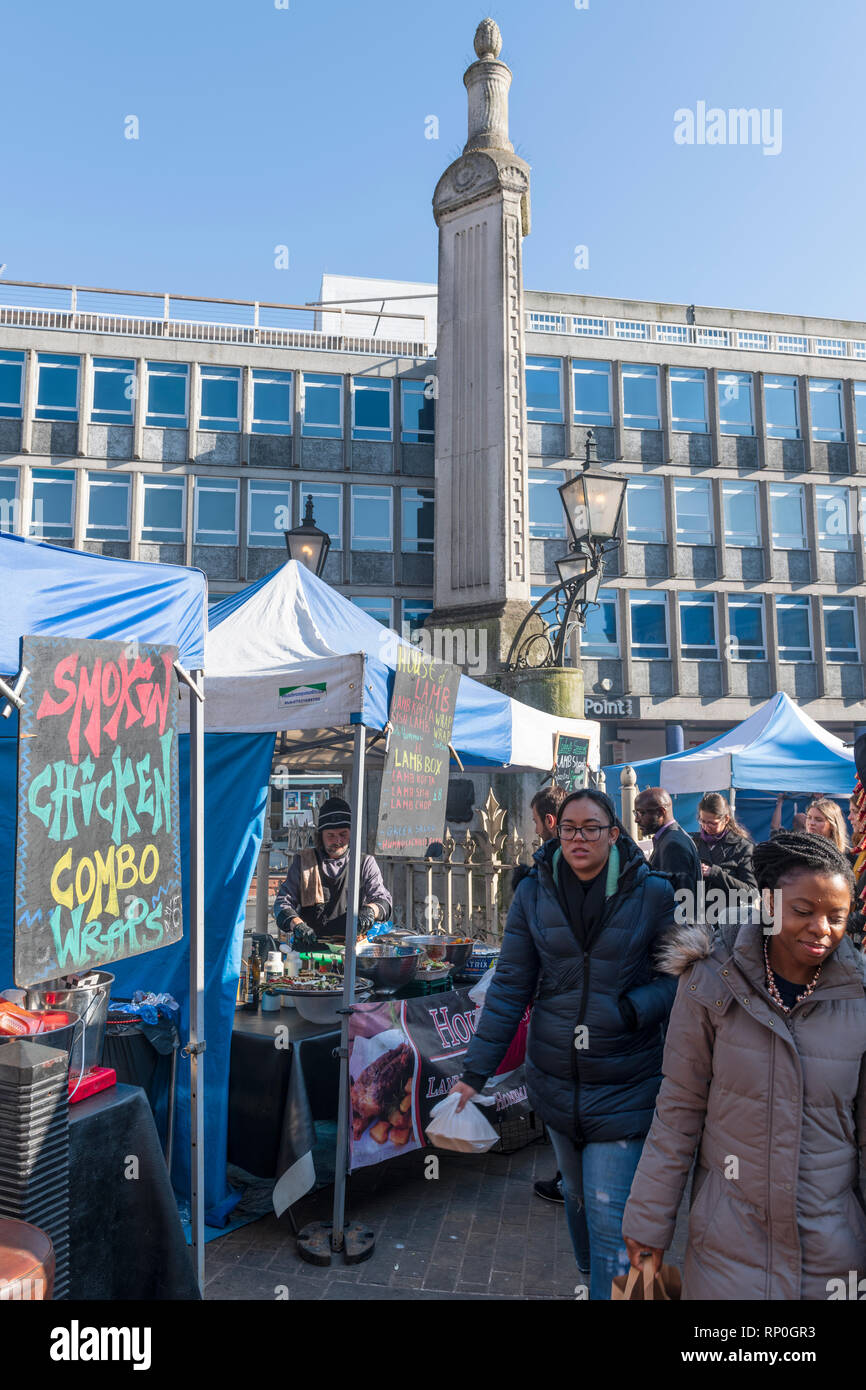 Street food market in Reading, UK Stock Photo - Alamy