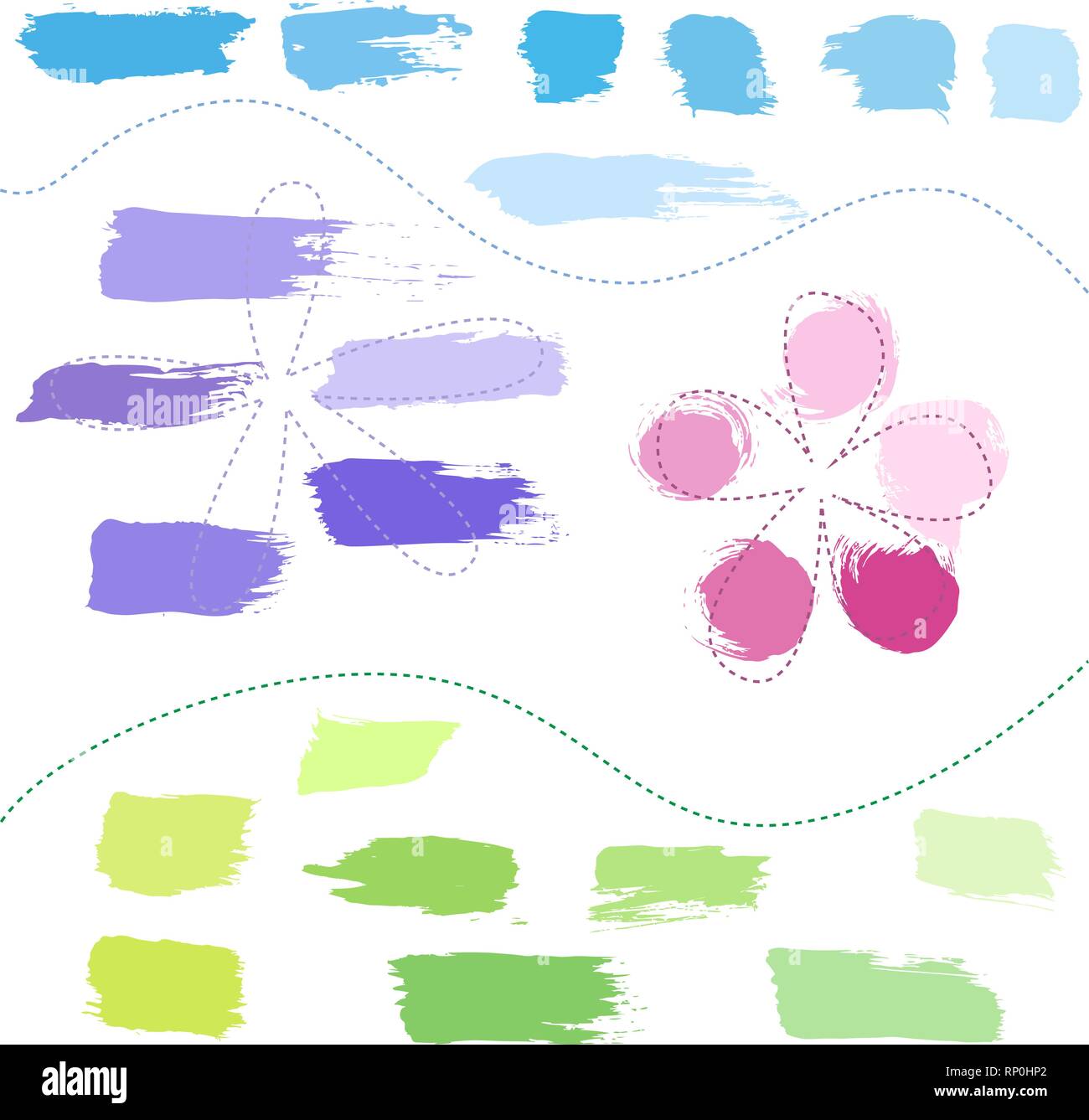 Set of hand drawn design elements. Vector collection of colorful ink ...