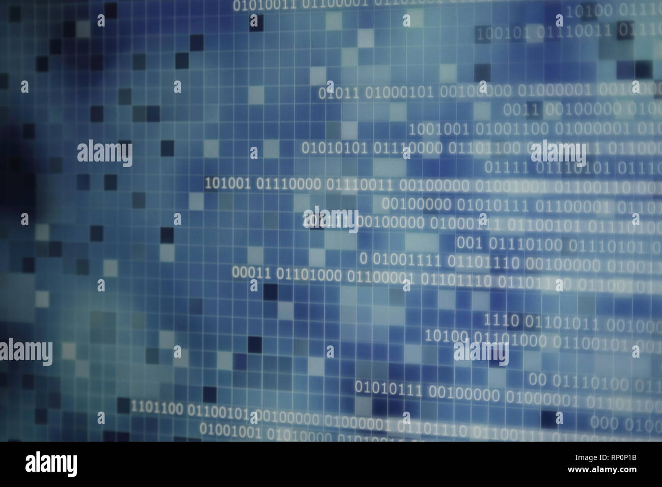 cold blue white binary winter. lines of binary codes moving from right ...