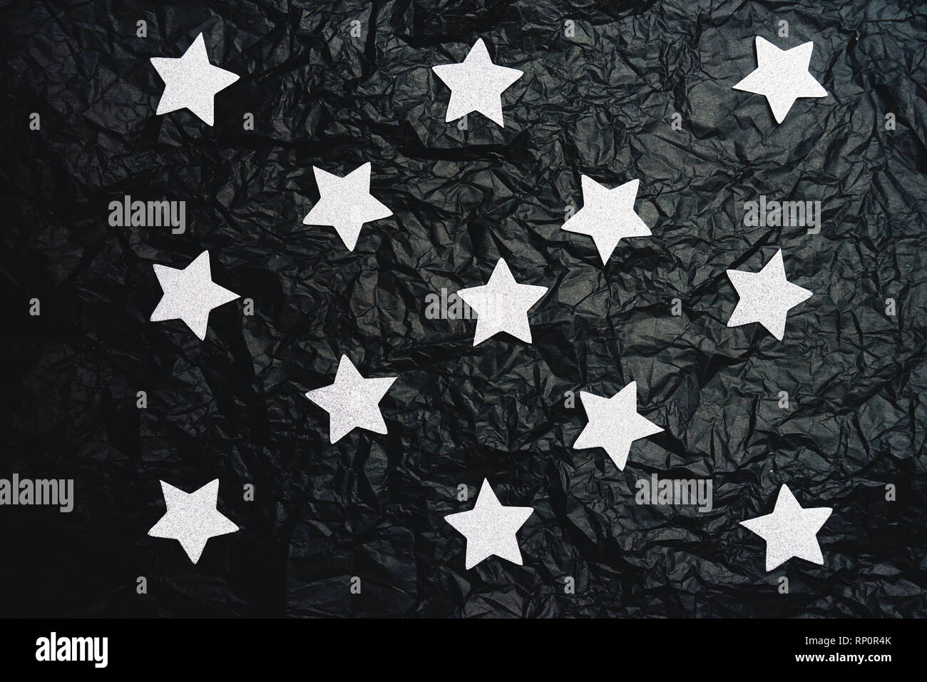 Fake sky night doing with silver stars and crumpled black paper Stock ...