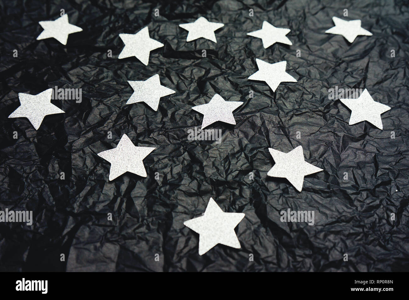 Fake sky night doing with silver stars and crumpled black paper Stock ...