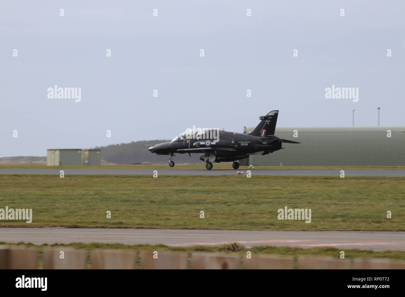 BAE Hawk T2trainer jet at RAF Valley, Anglesey, Wales Stock Photo - Alamy