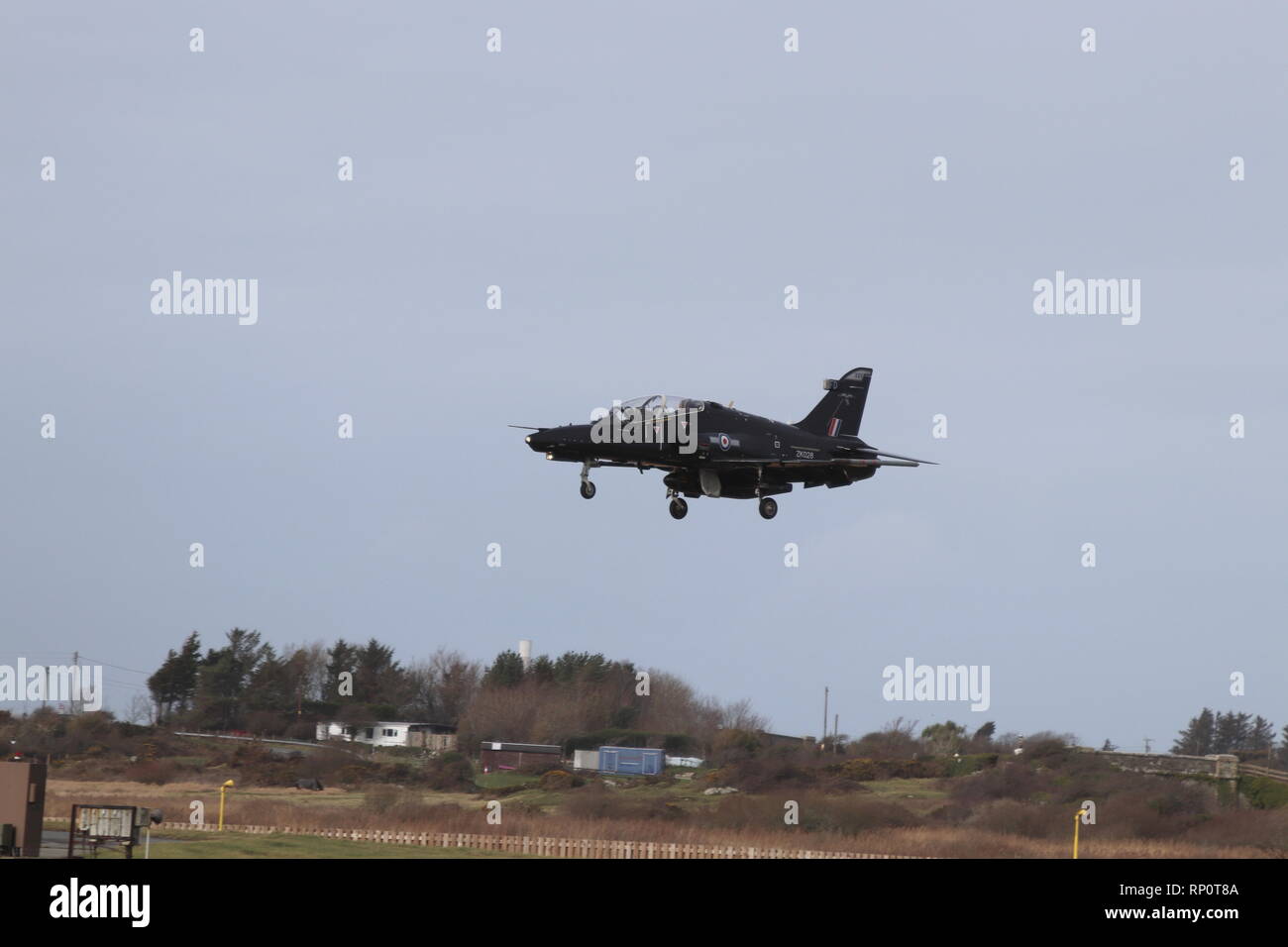 BAE Hawk T2trainer jet at RAF Valley, Anglesey, Wales Stock Photo - Alamy